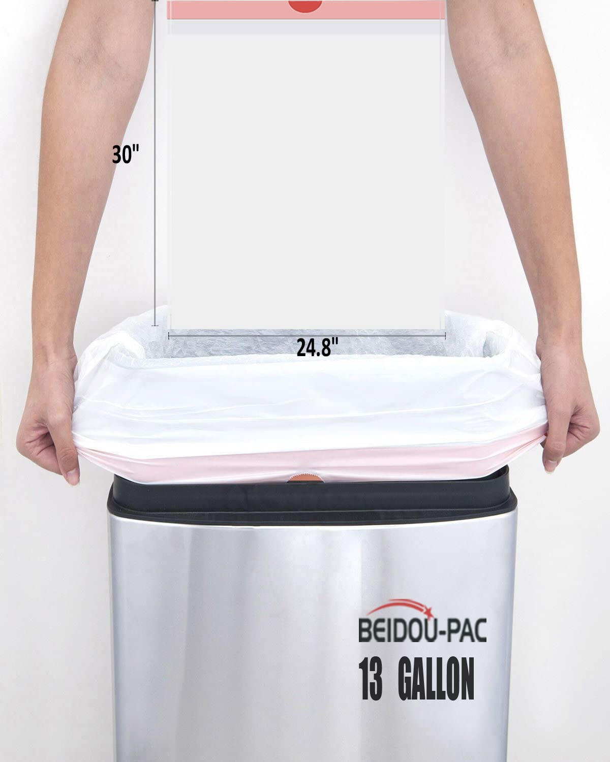 BEIDOU-PAC Trash Bags 13 Gallon Drawstring, 50 Count Garbage Bags, Tall Kitchen Trash Bags, Odorless & Extra Strength White Plastic Food Scrap Bag for Home Office Bathroom Kitchen Bins