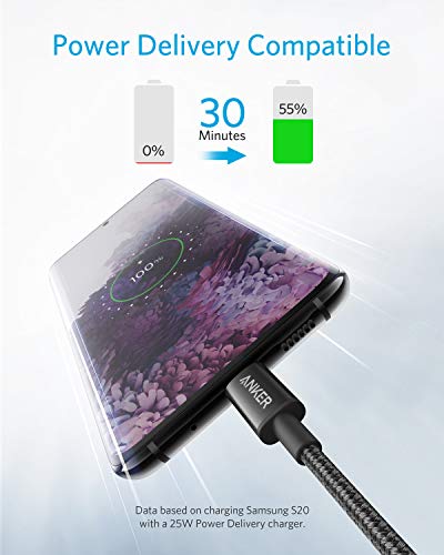 Anker USB C Cable, New Nylon USB C to USB C Cable (6ft, 2Pack), 60W(3A) USB C Charger Cable for iPad Mini 6, iPad Pro 2021/2020, iPad Air 4, MacBook Pro 2020, Samsung Galaxy S23/S22/S21,Switch