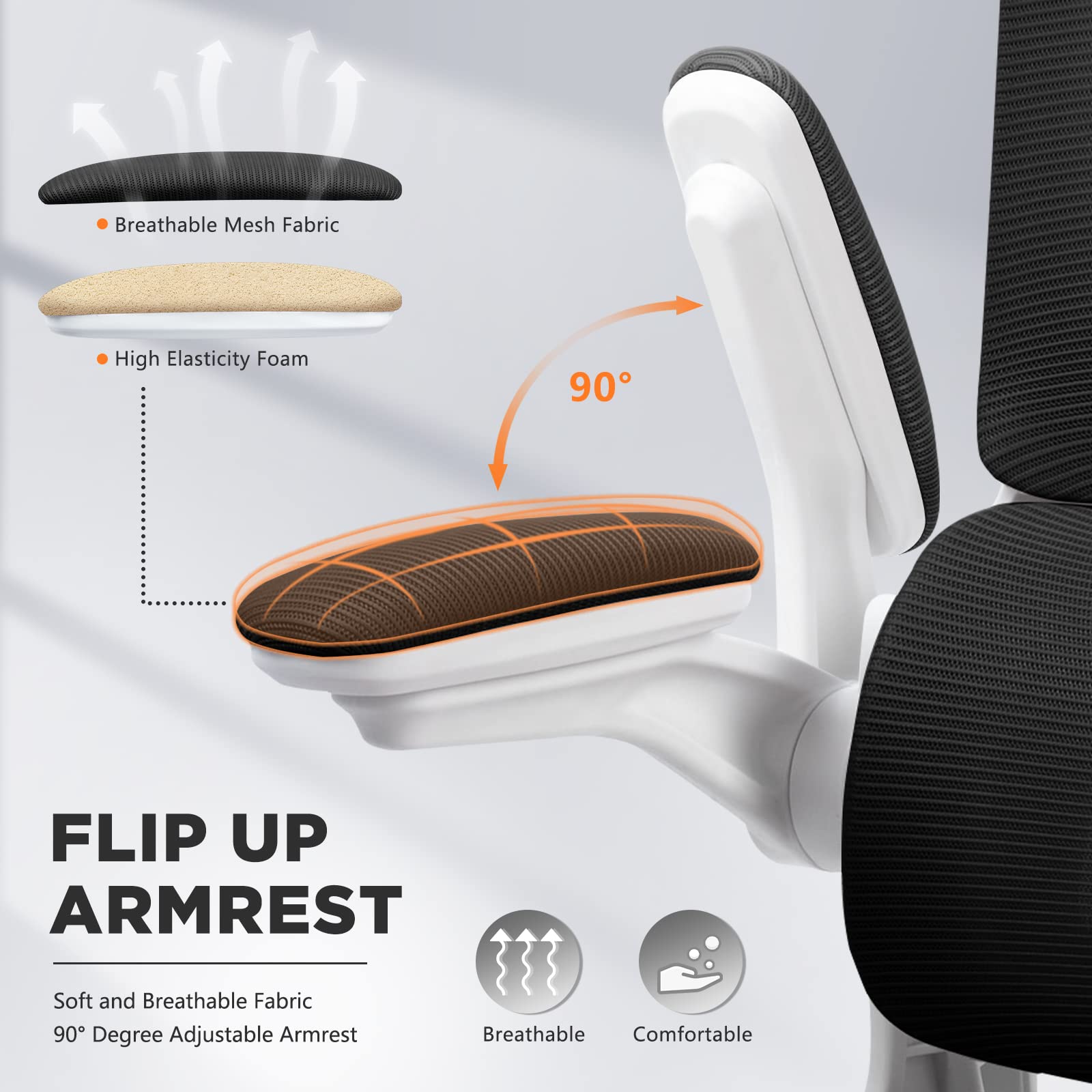 Soontrans Black Ergonomic Office Chair with Lumbar Support Pillow, Mesh Office Chair with Headrest & Adjustable Arms, Rocking Office Desk Chair, Comfortable Ergonomic Chair, Ergo Chair