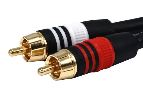 Monoprice 1.5ft Premium 2 RCA Plug/2 RCA Plug M/M 22AWG Cable - Black