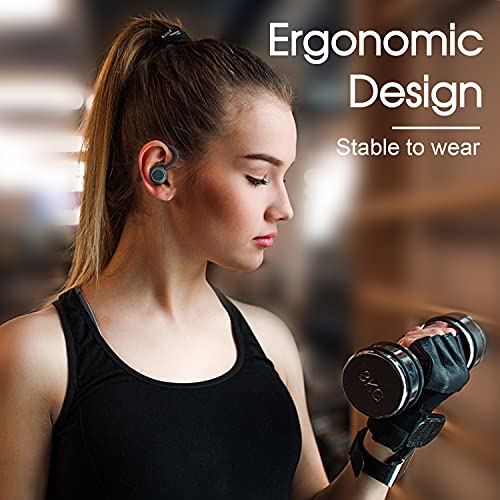 APEKX True Wireless Headphones, Update 5.1 Auto Pairing Touch Control HiFi Stereo Sound in-Ear Earphones Binaural Call Headset with Built-in Mic and Charging Case for Sports Running Black