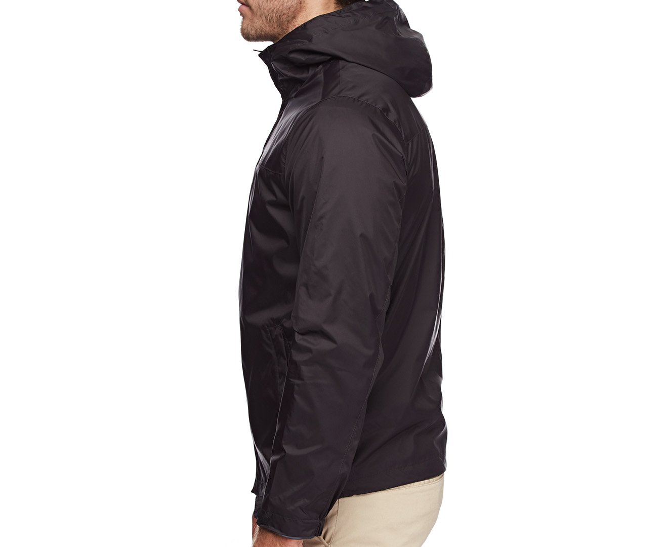Tommy Hilfiger Men's Lightweight Breathable Waterproof Hooded Jacket, Black, Large