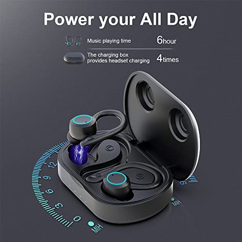 APEKX True Wireless Headphones, Update 5.1 Auto Pairing Touch Control HiFi Stereo Sound in-Ear Earphones Binaural Call Headset with Built-in Mic and Charging Case for Sports Running Black