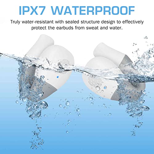 UrbanX UX3 True Wireless Earbuds Bluetooth Headphones Touch Control with Charging Case Stereo Earphones in-Ear Built-in Mic Headset Premium Deep Bass for Sharp Aquos Zero 2 - White
