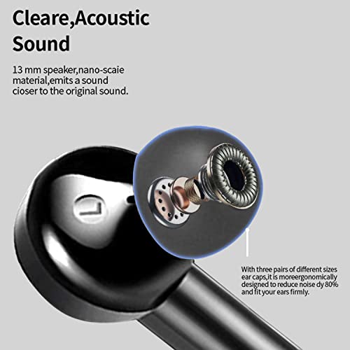 bluetooth earbuds True Wireless Earbuds 5.2 Bluetooth Headphones Touch Control with Wireless Charging Case IPX4 Waterproof Stereo Earphones in-Ear Built-in Mic Headset Premium Deep Bass for Sport