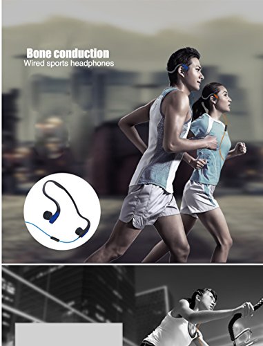 New Bone Conduction Headphones with Microphone Stereo Open-Ear Sport Headphone with Noise Reduction Microphone (Blue)