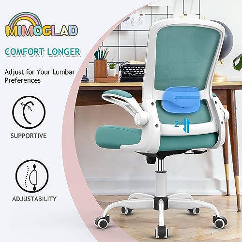 Mimoglad Home Office Chair, High Back Desk Chair, Ergonomic Mesh Computer Chair with Adjustable Lumbar Support and Thickened Seat Cushion (Modern, Tiffany Blue)