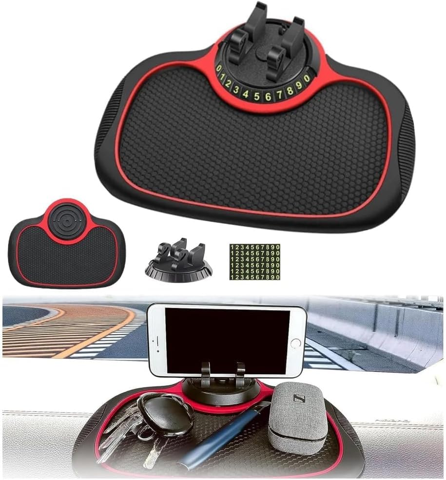 Worzwin Multifunction Car Anti-Slip Mat Auto Phone Holder, Universal Multifunction Car Dashboard Mat, Car Phone Mount Silicone Car Pad Mat