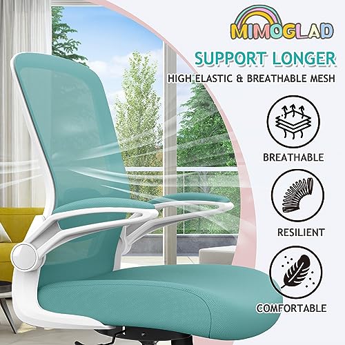 Mimoglad Home Office Chair, High Back Desk Chair, Ergonomic Mesh Computer Chair with Adjustable Lumbar Support and Thickened Seat Cushion (Modern, Tiffany Blue)