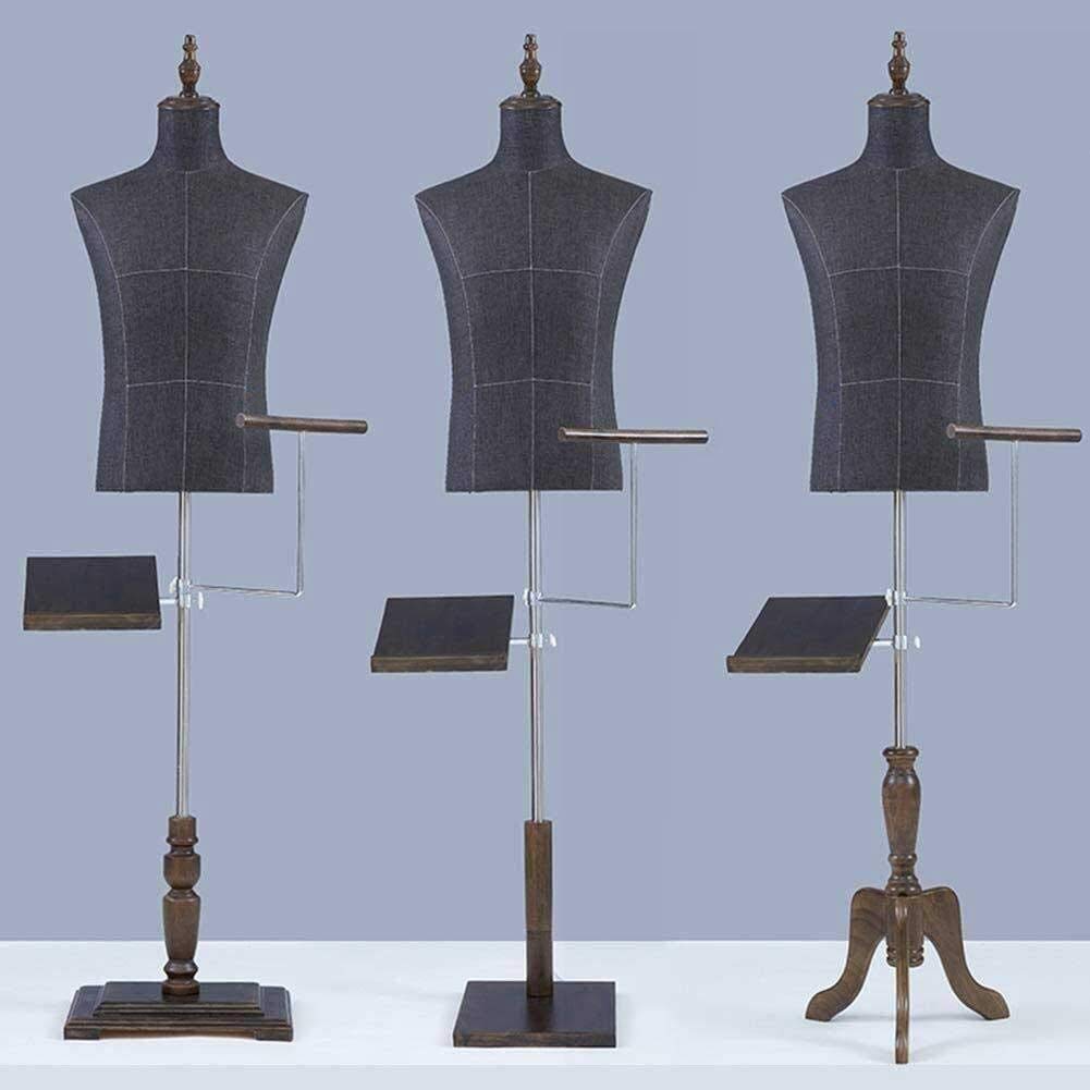 Mannequin Tailors Dummy Dressform Mannequin Dressmakers Male Tailors Dummy Torso Display for Dressmakers with Wood Tripod Base Dressform Mannequin