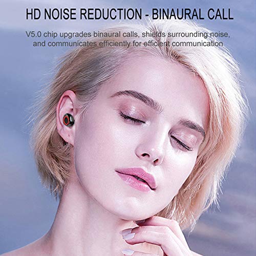Wireless Earbuds Bluetooth,Y50 Bluetooth 5.0 Button Control Noise Cancelling Wireless Charging in-Ear Built-in Mic Headset Premium Deep Bass for Sport White Black One Size