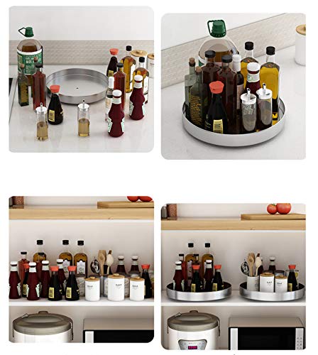 Lazy Susan Stainless Steel Turntable Organizer Rotating Spice Rack Make Up Storage Tray Spinning Container for Cabinets, Pantry, Fridge, Bathroom, Countertop