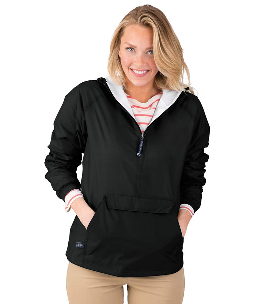 Charles River Apparel Wind & Water-Resistant Pullover Rain Jacket (Reg/Ext Sizes), Black, XL