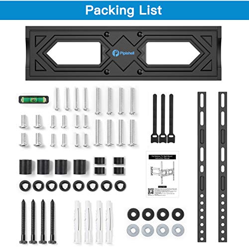 Pipishell Full Motion TV Wall Mount, Heavy Duty Single Articulating Arms TV Bracket for Most 26-60 Inch Flat Curved TVs, Up to VESA 400x400mm and 77lbs, Support Swivel, Tilt, Level Adjustment