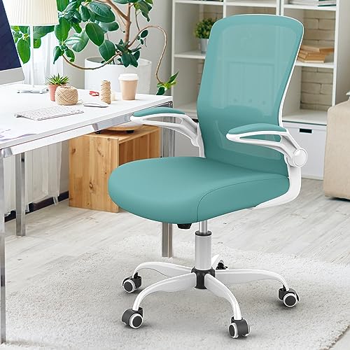 Mimoglad Home Office Chair, High Back Desk Chair, Ergonomic Mesh Computer Chair with Adjustable Lumbar Support and Thickened Seat Cushion (Modern, Tiffany Blue)