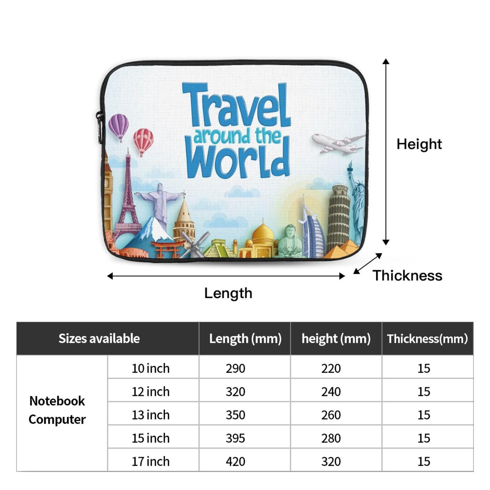 Famous Landmarks 13 inch Portable Laptop Sleeve Compatible with MacBook Air Notebook Computer Case for Men Women College School Students
