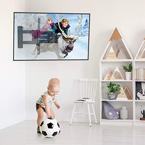 Pipishell Full Motion TV Wall Mount, Heavy Duty Single Articulating Arms TV Bracket for Most 26-60 Inch Flat Curved TVs, Up to VESA 400x400mm and 77lbs, Support Swivel, Tilt, Level Adjustment