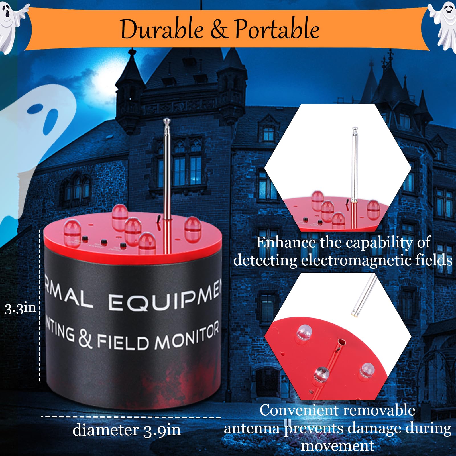 Chkenono Ghost Hunting Equipment, Paranormal Equipment Tool with Enhanced Sensitivity and Temperature Deviation Detection, EMF Detector for Professional Paranormal Investigations