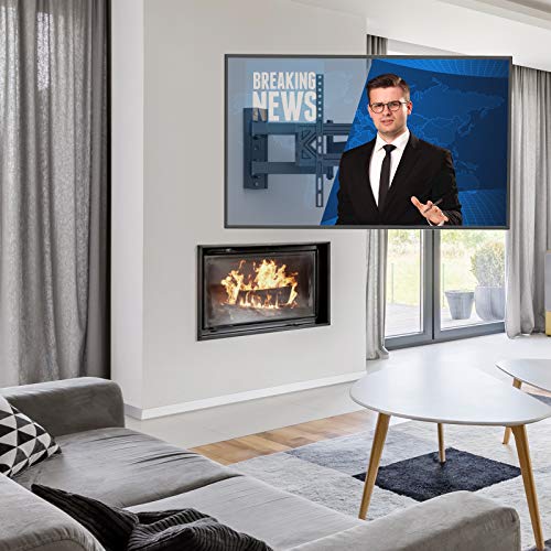 Pipishell Full Motion TV Wall Mount, Heavy Duty Single Articulating Arms TV Bracket for Most 26-60 Inch Flat Curved TVs, Up to VESA 400x400mm and 77lbs, Support Swivel, Tilt, Level Adjustment