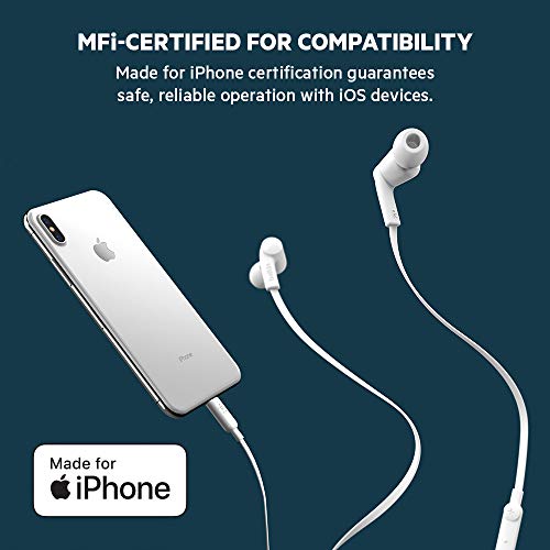 Belkin SoundForm Headphones - Wired In-Ear Earphones With Microphone- iPhone Headphones - Apple Headphones - Apple Wired Earbuds For iPhone, iPads & All Products With Lightning Connector (White)