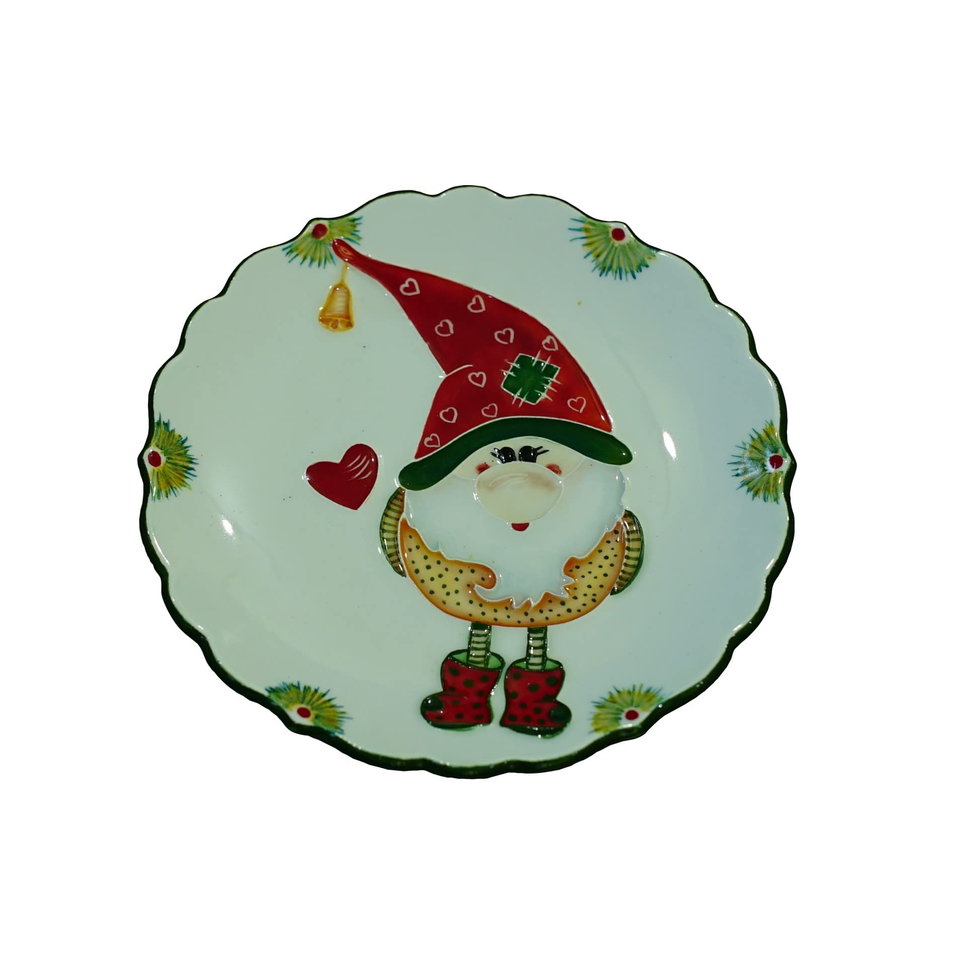 Anka Handcrafts - Christmas Home Decors - Santa's Dwarves - Handmade & Handpainted Ceramic Plates with Unique Embossed Surface β w Navy Int. Velvet Case β Christmas for Homes 760