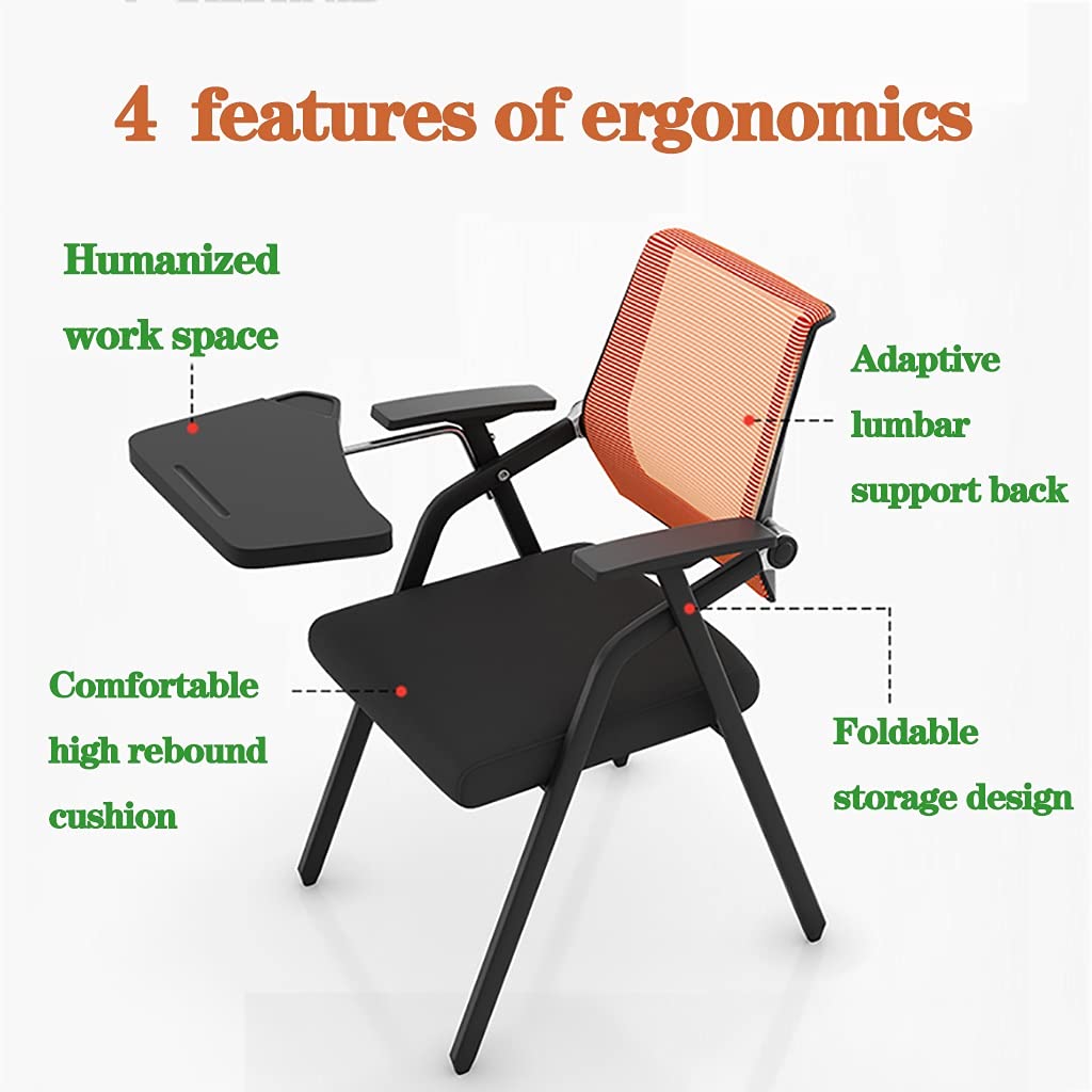 Folding Chair with Desk Attached Adults,Tablet Arm Chair Mesh Office Chair with Lumbar Support,Computer Desk Chair with Tablet Arm Writing Board Table Chair (Color : Blue)