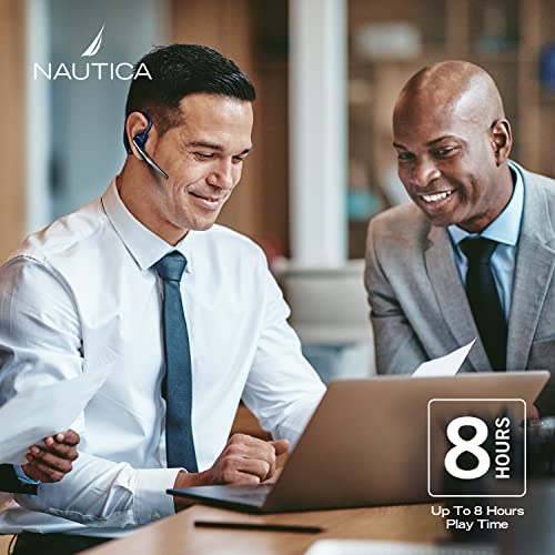 Nautica T80 Single Ear Bluetooth Headset, Office Bluetooth Headset, Wireless Earpiece for Cell Phone, Hands-Free Earphone with Microphone to Call On-The-Go, Compatible with iPhone & Android Phones