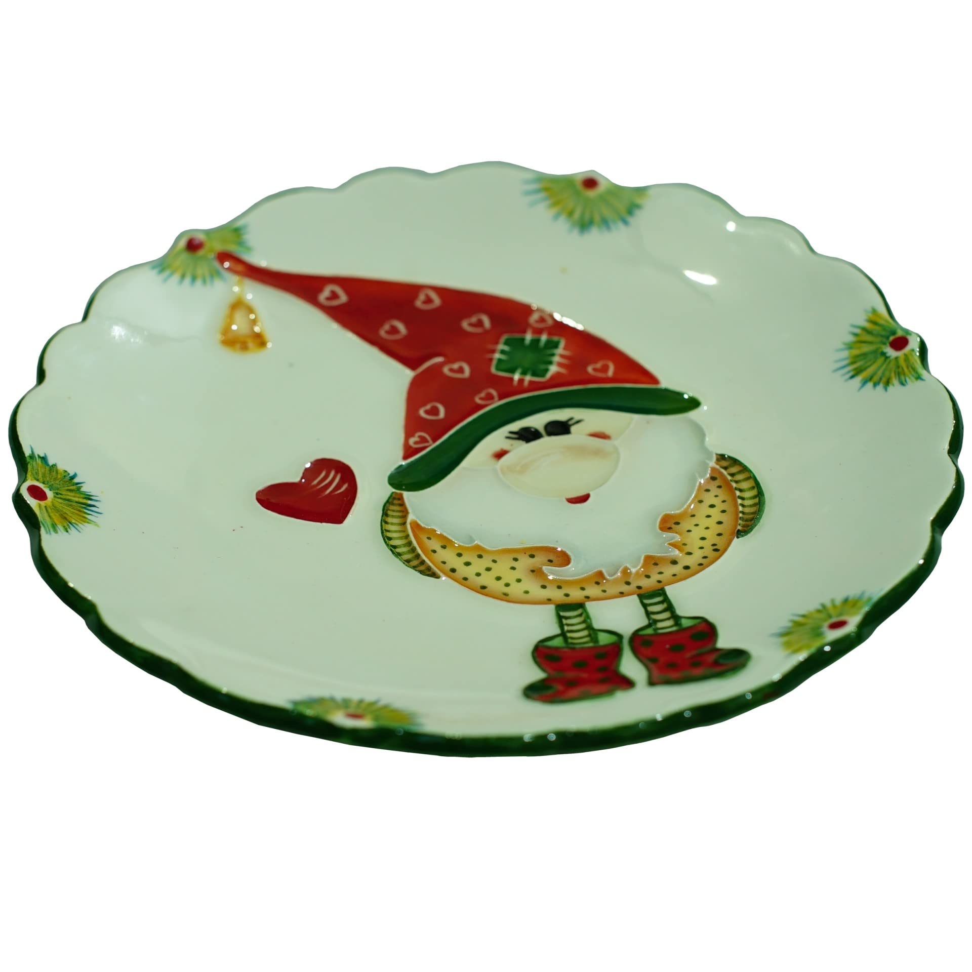 Anka Handcrafts - Christmas Home Decors - Santa's Dwarves - Handmade & Handpainted Ceramic Plates with Unique Embossed Surface β w Navy Int. Velvet Case β Christmas for Homes 760