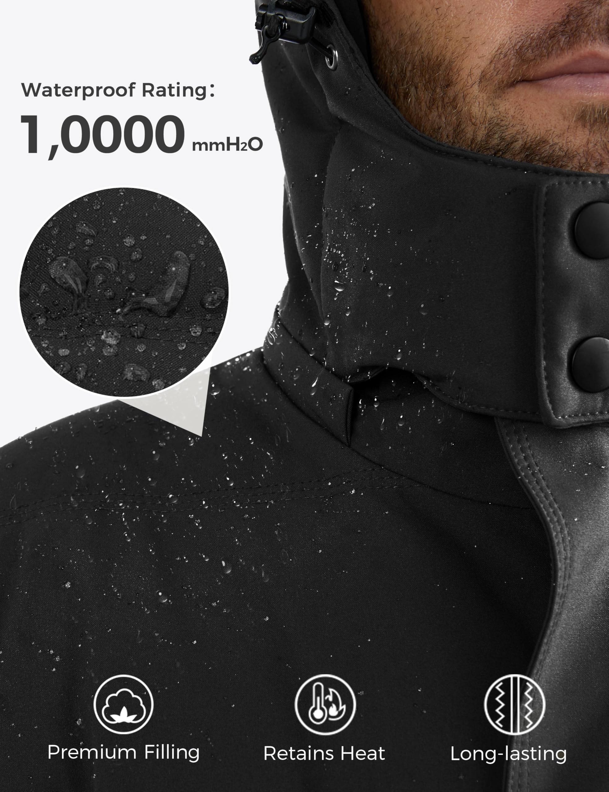 wantdo Men's Winter Thicken Puffy Coat Puffer Jacket with Removable Hood (Black, X-Large)