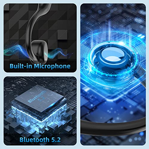CHENSIVE Bone Conduction Headphones Open Ear Headphones Wireless Bluethooth 5.2 Sport Headphones Earbuds Waterproof with Built-in Mic for Workouts, Running, Cycling, Driving