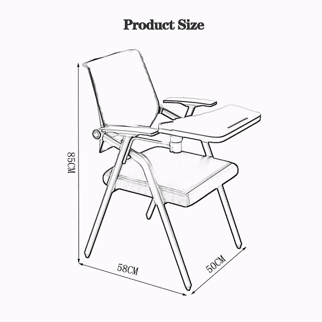 Folding Chair with Desk Attached Adults,Tablet Arm Chair Mesh Office Chair with Lumbar Support,Computer Desk Chair with Tablet Arm Writing Board Table Chair (Color : Blue)