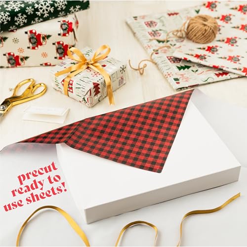 Christmas Wrapping Paper Sheets- 20 Precut Sheets Christmas Gift Wrap Paper- Christmas Paper Wrapping Sheets (30"x20")- 4 Unique Patterns of Holiday Wrapping Paper, 20 Sheets