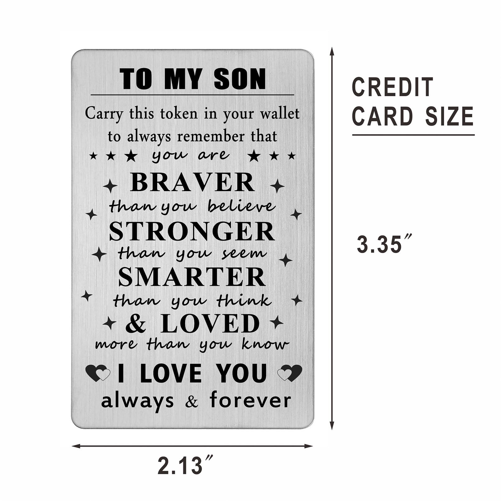 HLQYMZ Son Fathers Day Birthday Card Gifts from Mom Dad - Best Son Gift Idea - Son Birthday Wedding Engraved Wallet Card for Little Boy