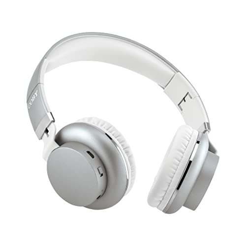 Coby Wireless On-Ear Headphones Bluetooth 5.0 Virtual Assistant Support Portable Folding with Microphone, Music and Call Controls, FM Radio, 6 Hour Battery Life, 33 Feet / 10 Meter Range (Silver)