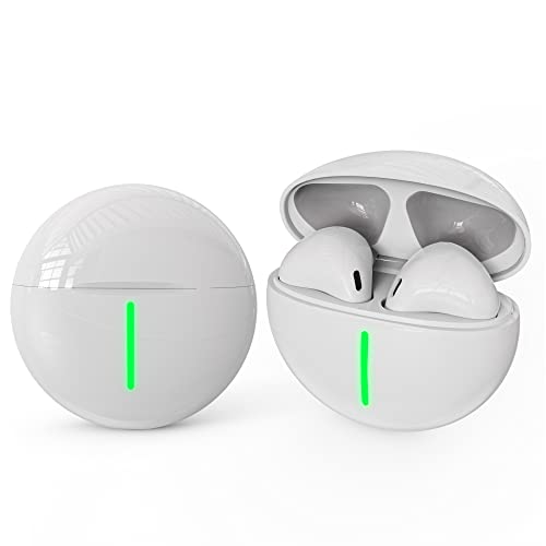 Mini Wireless Earbuds White Bluetooth Earbuds Built-in Mic IPX5 Waterproof Immersive Sound Cordless Earbuds Fast Charge Single/Twin Mode Unisex White Bluetooth Earbuds for Work,Office,Sport