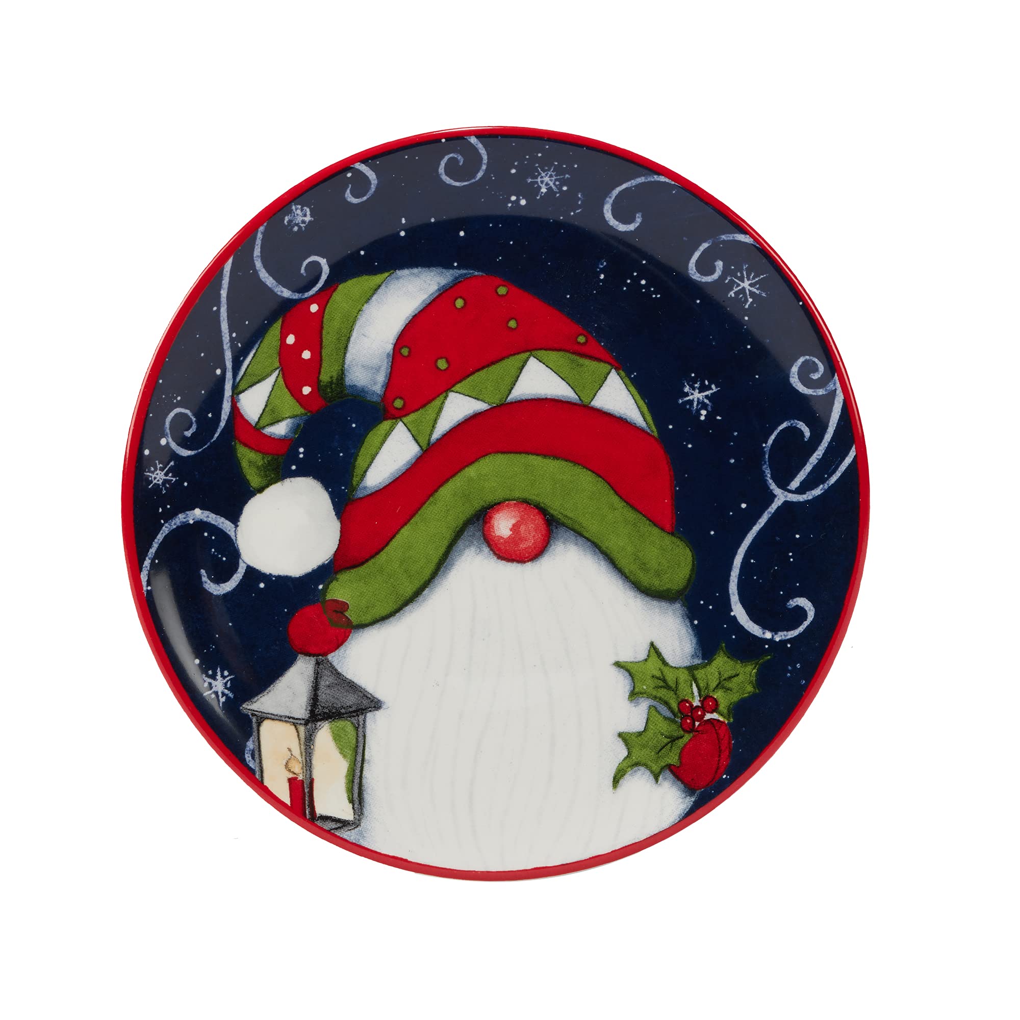 Certified International Holiday Magic Gnomes 6" Canape/Luncheon/Snack Plates, Multicolor, Small, Set of 4