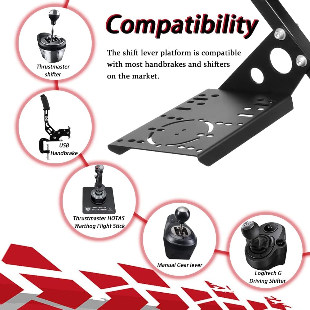 Supllueer Racing Shifter Mounting Bracket Fit for Our Steering Wheel Stand, Gear Lever Mount Accessorie with Mounting Bolts,Supports Simultaneous Installation of Shifter and Handbrake