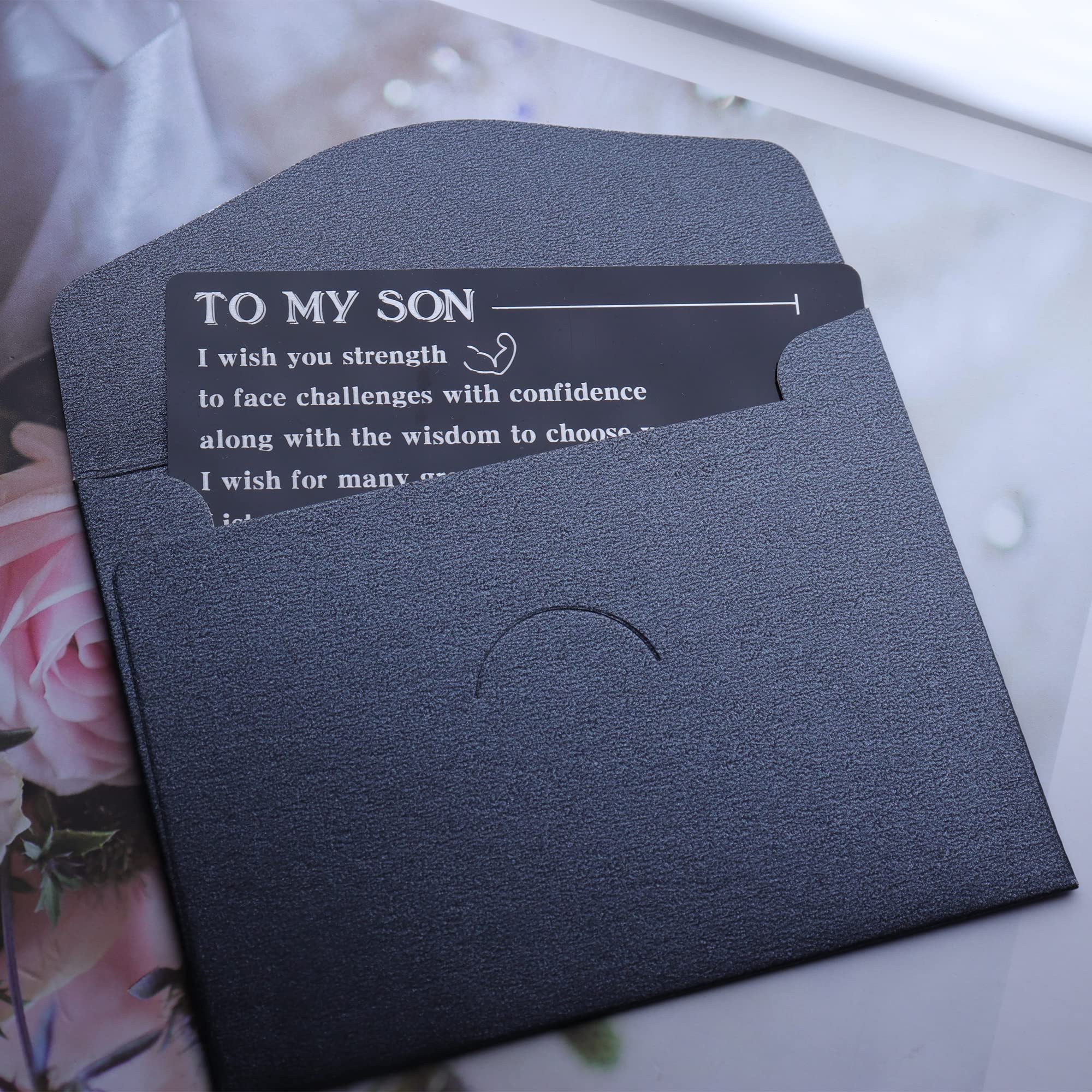Jstud Wallet Card To Son from Mom Son Birthday Gifts Inspiratioanl Engraved Wallet Insert Card for Son