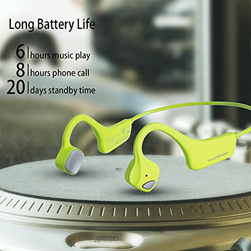 YouthWhisper Bone Conduction Headphones Bluetooth, Open Ear Wireless Headset with Mic, Sweat Resistant Earbuds for Runnig Workout Hiking Running Fitness Walking (Black)