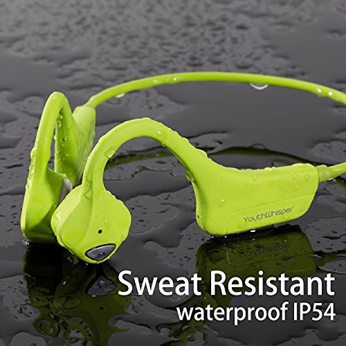YouthWhisper Bone Conduction Headphones Bluetooth, Open Ear Wireless Headset with Mic, Sweat Resistant Earbuds for Runnig Workout Hiking Running Fitness Walking (Black)