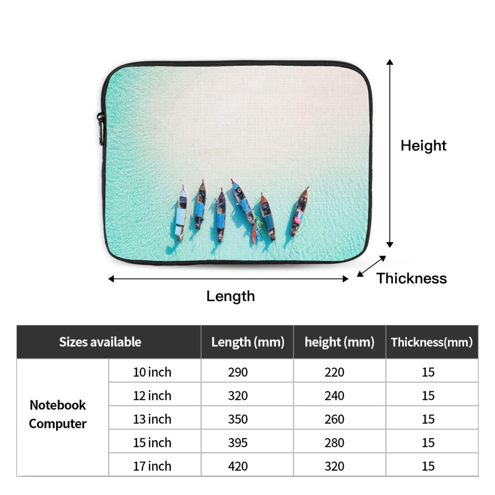 White Sand Beach and Boats 13 inch Portable Laptop Sleeve Compatible with MacBook Air Notebook Computer Case for Men Women College School Students