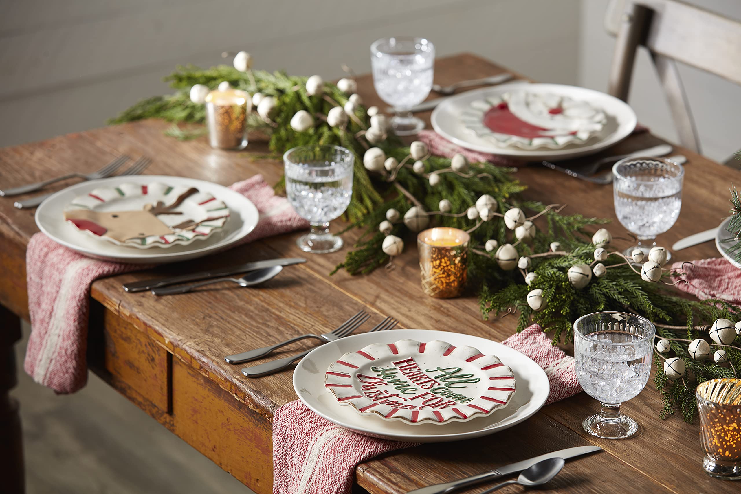 Mud Pie Farmhouse Christmas Salad Plate, All Hearts, 8" dia