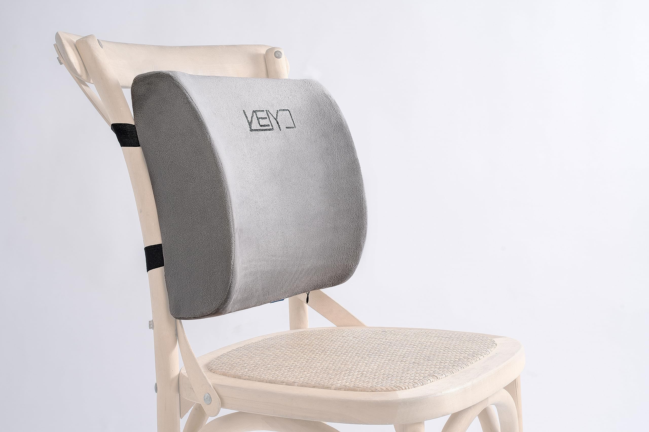 CYLEN Gel Infused Memory Foam Back Cushion Lumbar Support Pillow for Office Chair, Car & Wheelchair - Adjustable Double Strap & 3D Washable Cover (Grey)