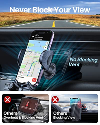 【Military-Grade】Car Phone Holder,【Strongest & Longest Steel-Hook】Car VentMount, Handsfree360° Adjustable AutomobileCradle AirClip Stand for iPhone 15 14 13 12 Pro Max Samsung Universal, Dark Blue
