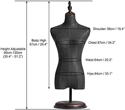 Tailors Dummy Mannequins Female Mannequin Dress Form Torso Female Mannequin Countertop Clothing Display, Black Dressmakers Fashion Students Mannequin Display Bust with Wood Stand Dressform Mannequin
