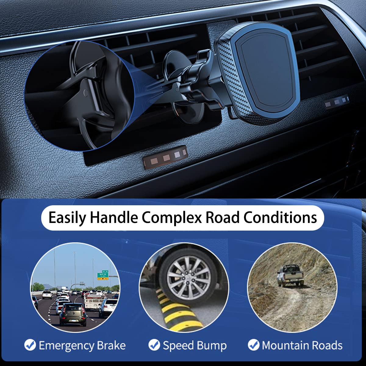 zipelo Car Phone Holder Mount, Magnetic Cell Phone Cradle for Air Vent and Dashboard, Universal Hands Free Suction Cup and Vent Clip, Auto Accessories for All iPhone, Samsung and More (Black)