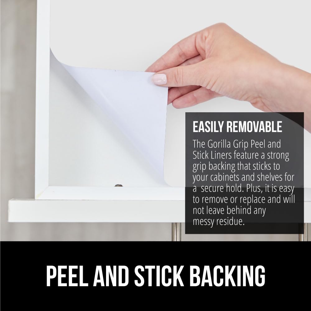 Gorilla Grip Peel and Stick Adhesive Removable Liner for Books, Drawers, Shelves and Crafts, Easy Install Kitchen Decor Paper, Contact Liners Cover Book, Drawer, 11.8 in x 20 FT Roll, Clear Matte