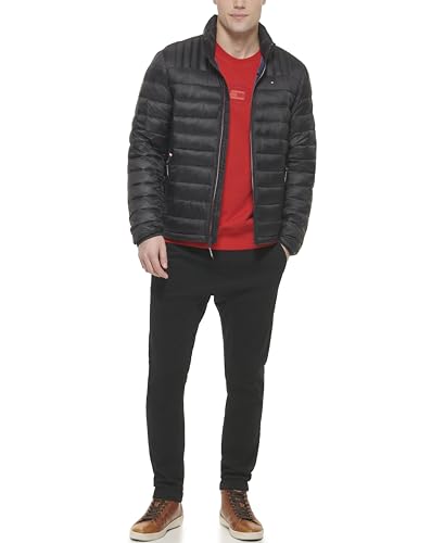 Tommy Hilfiger Men's Water Resistant Ultra Loft Down Alternative Puffer Jacket, Black, Medium