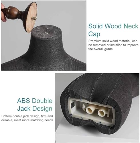 Tailors Dummy Mannequins Female Mannequin Dress Form Torso Female Mannequin Countertop Clothing Display, Black Dressmakers Fashion Students Mannequin Display Bust with Wood Stand Dressform Mannequin