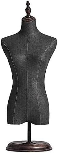 Tailors Dummy Mannequins Female Mannequin Dress Form Torso Female Mannequin Countertop Clothing Display, Black Dressmakers Fashion Students Mannequin Display Bust with Wood Stand Dressform Mannequin
